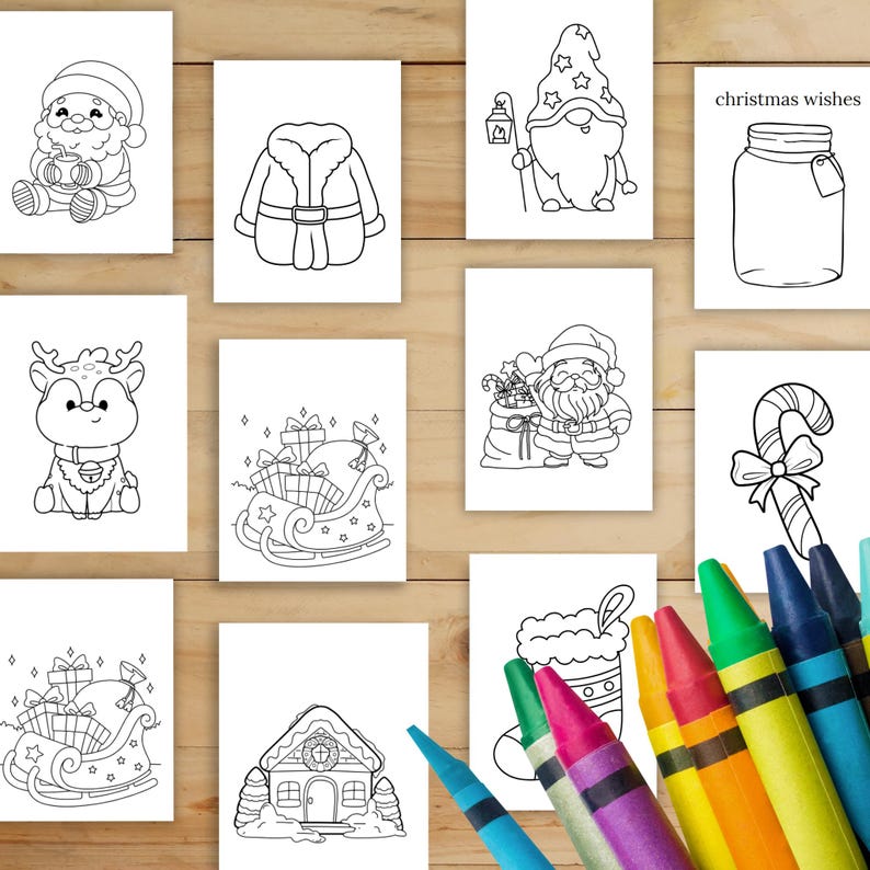 100 PCS Cozy Christmas Coloring Pages Print Bold Easy Holiday Coloring ...