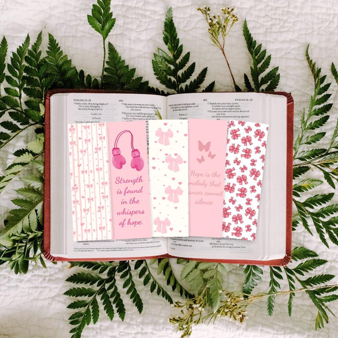 Breast Cancer Awareness Bookmarks, Pink Ribbon Designs (digital ...