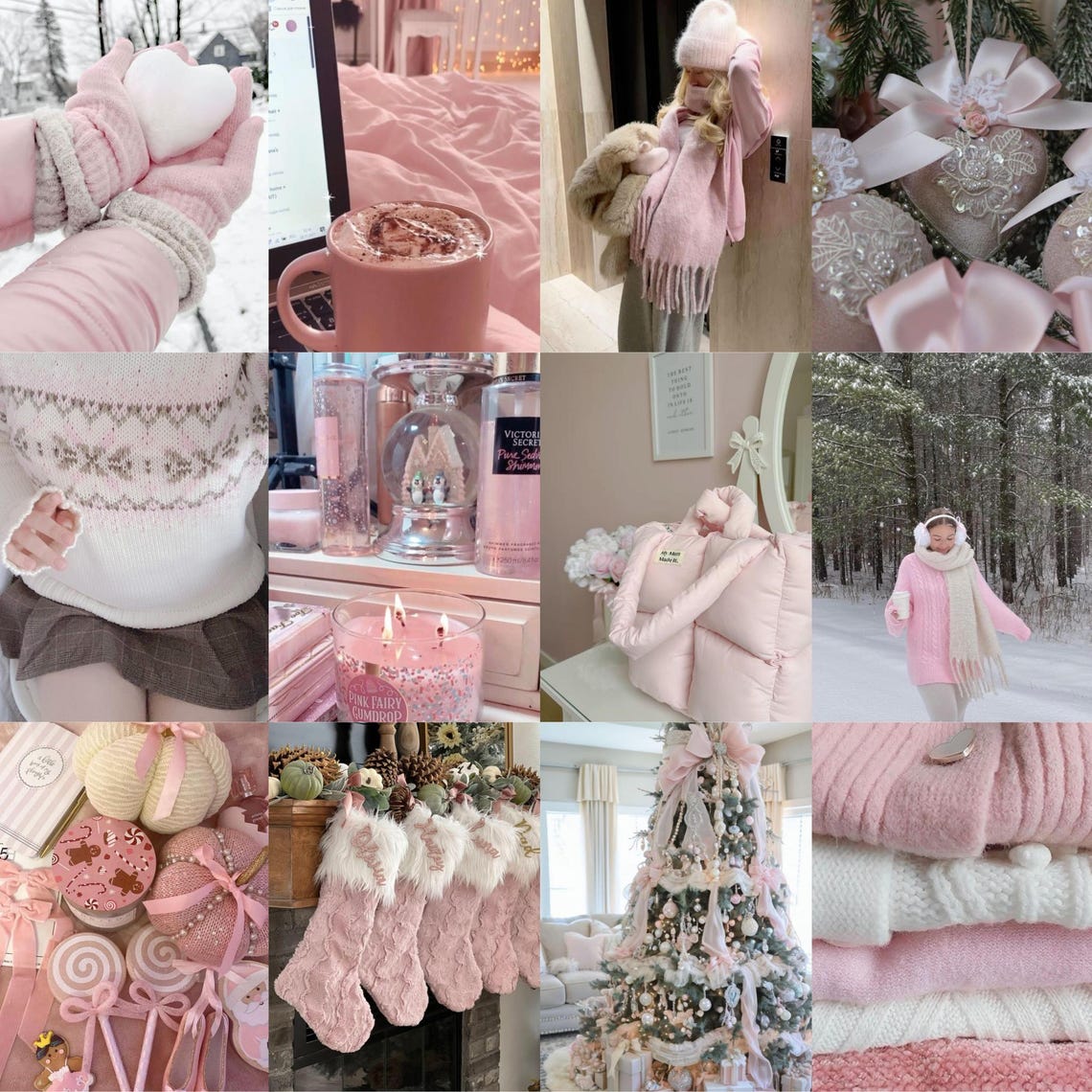 Pink Christmas Wall Collage Kit (140 PCS) (digital Download) - Etsy