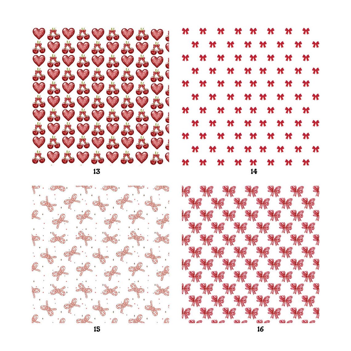 Red Coquette Bows Digital Papers, Red Digital Seamless Patterns, Red ...