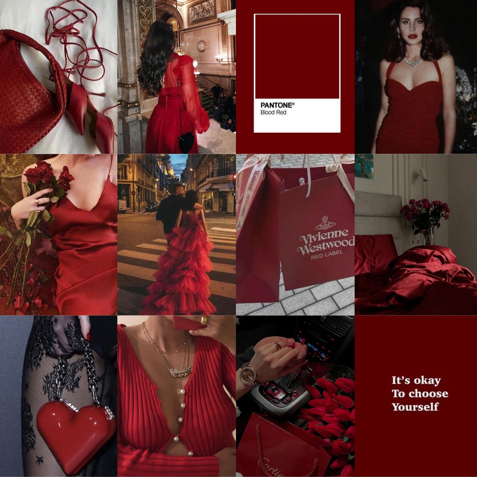 130 PCS | Cherry Red Aesthetic Collage Kit | Boujee Red Digital Poster ...