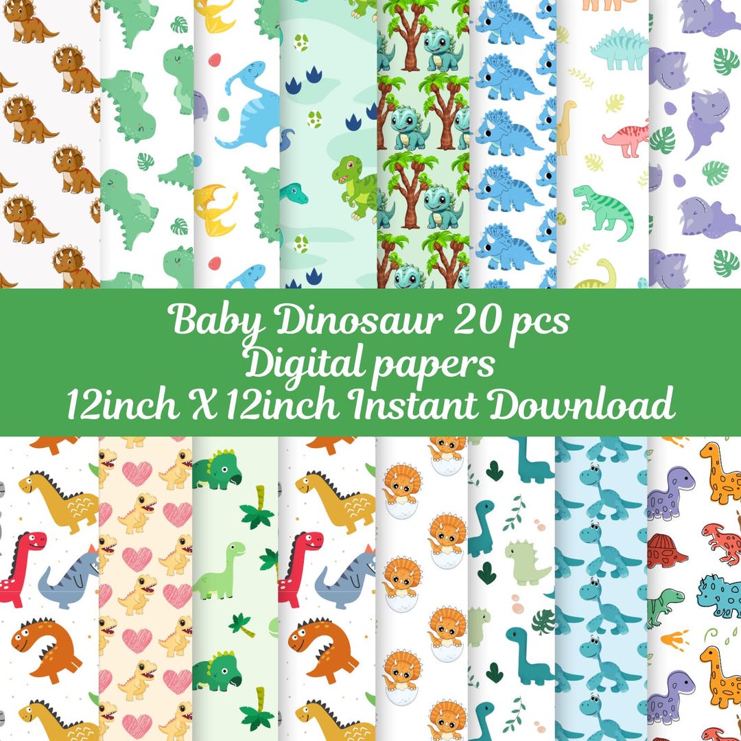Dinosaur Digital Paper, 20 Unique Designs (12x12 Inch) - Etsy