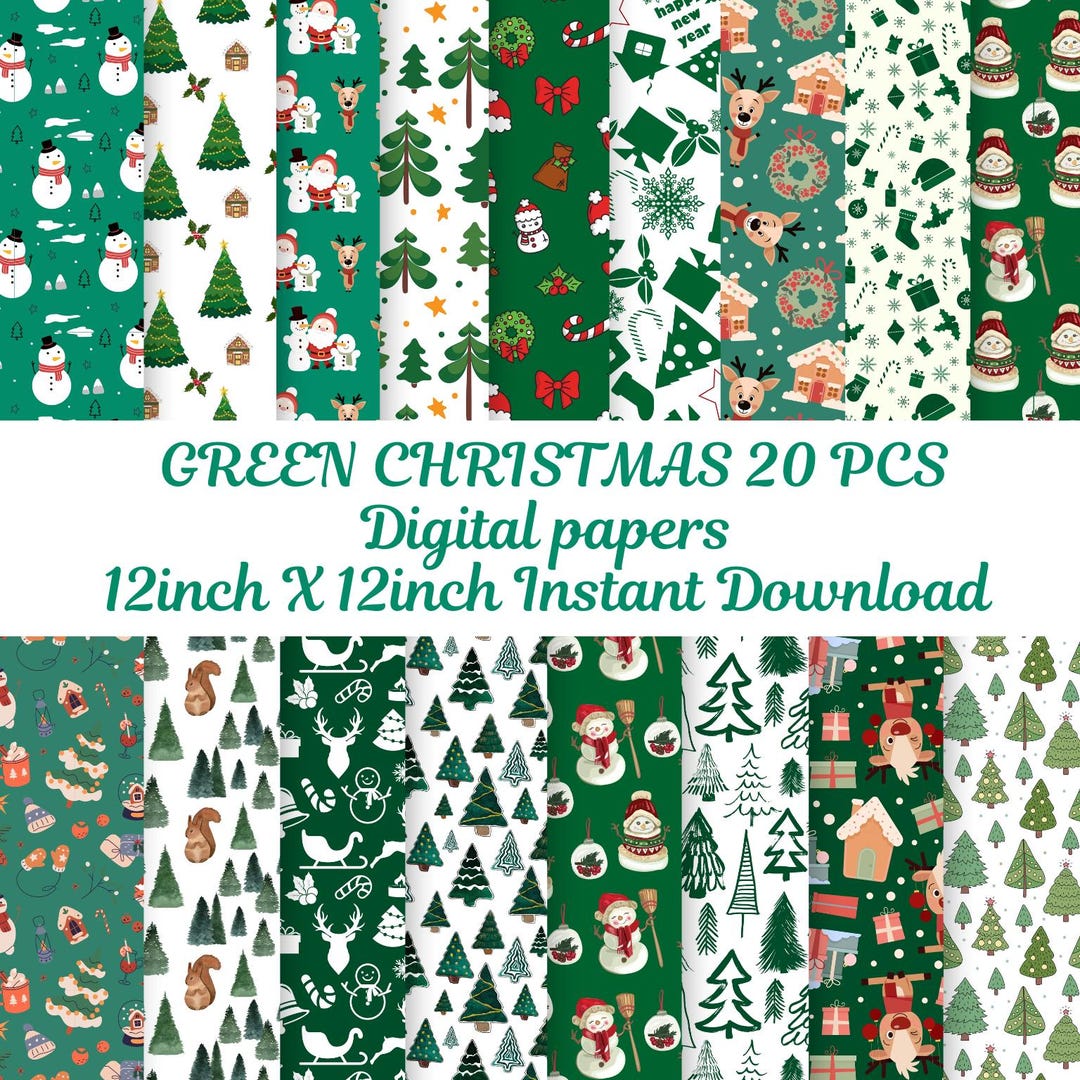 Christmas Digital Paper Set - Christmas Seamless Pattern - Holidays ...