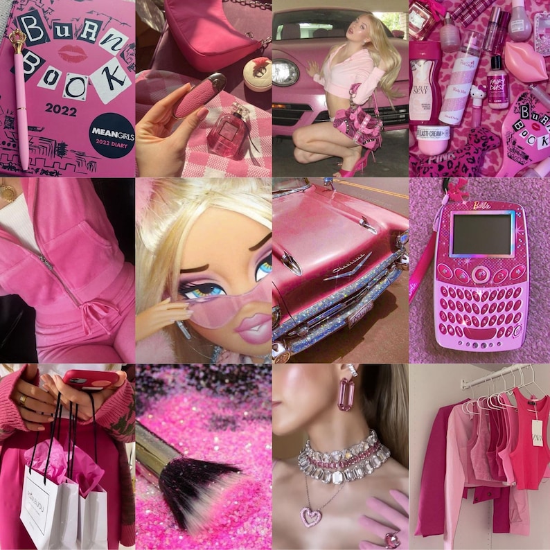 175 PCS Hot Pink Collage Kit, Pink Wall Collage, Baddie Aesthetic ...