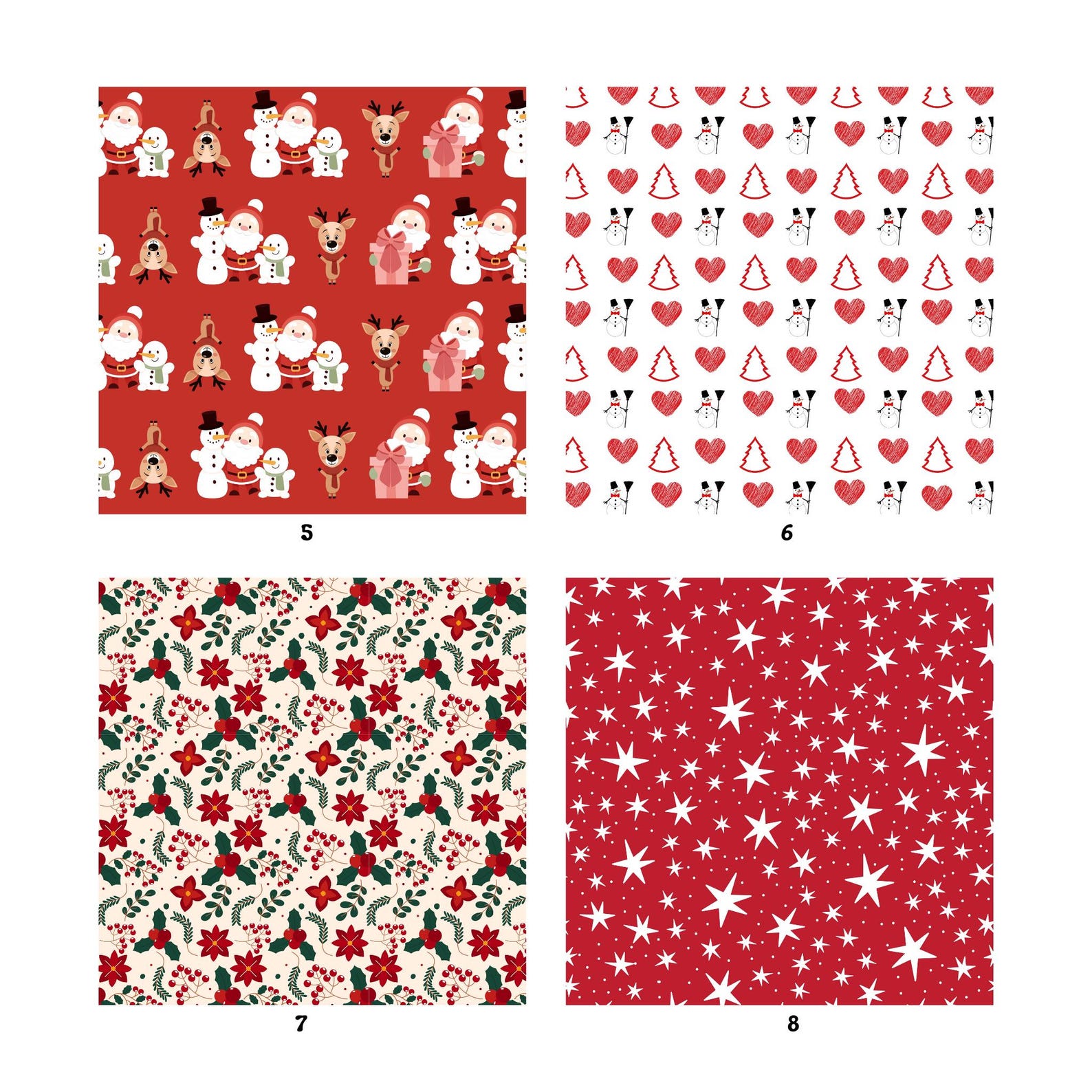 Merry Christmas Red Digital Papers, Xmas Printable Background, Red ...