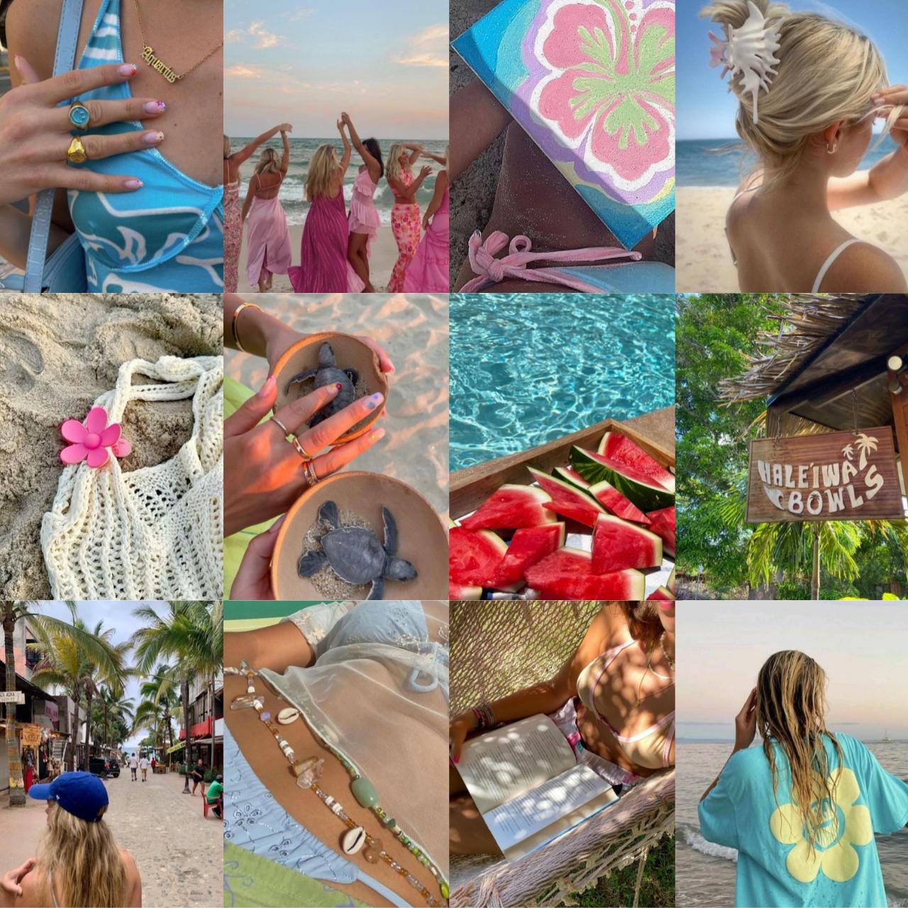Coconut Girl Aesthetic Photo Collage | Summer Beach Wall Decor (digital ...