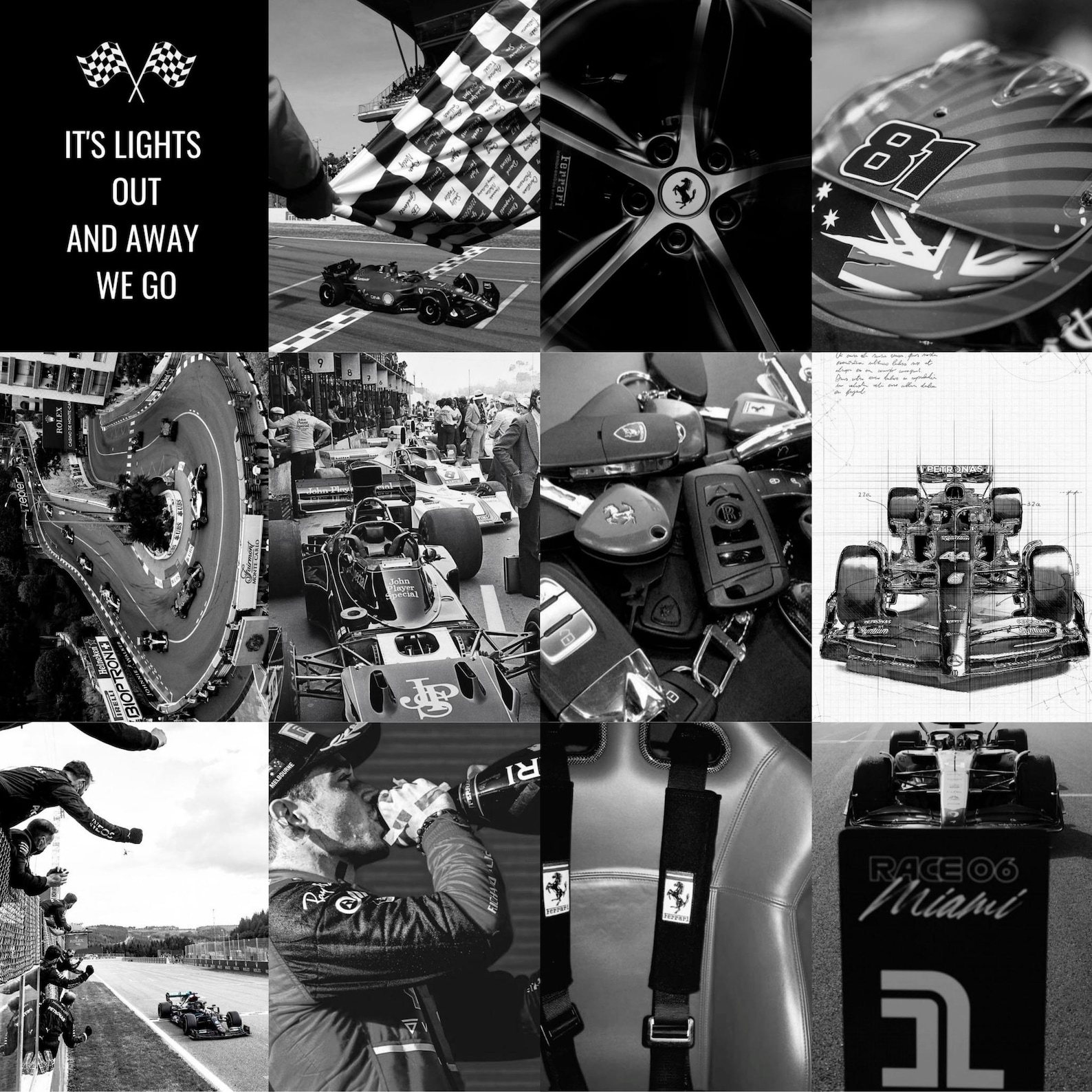 Formula 1 Black & White Photo Collage Kit (digital Download) - Etsy