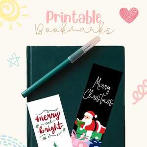 Christmas Collage Bookmark Candy Cane Santa | Christmas Holiday ...