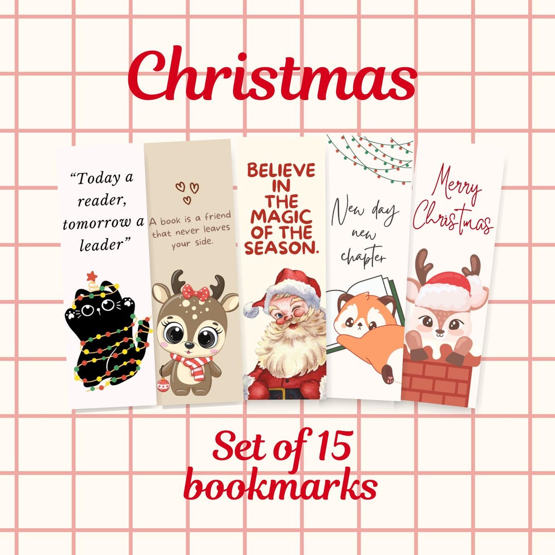 Christmas Collage Bookmark Candy Cane Santa | Christmas Holiday ...