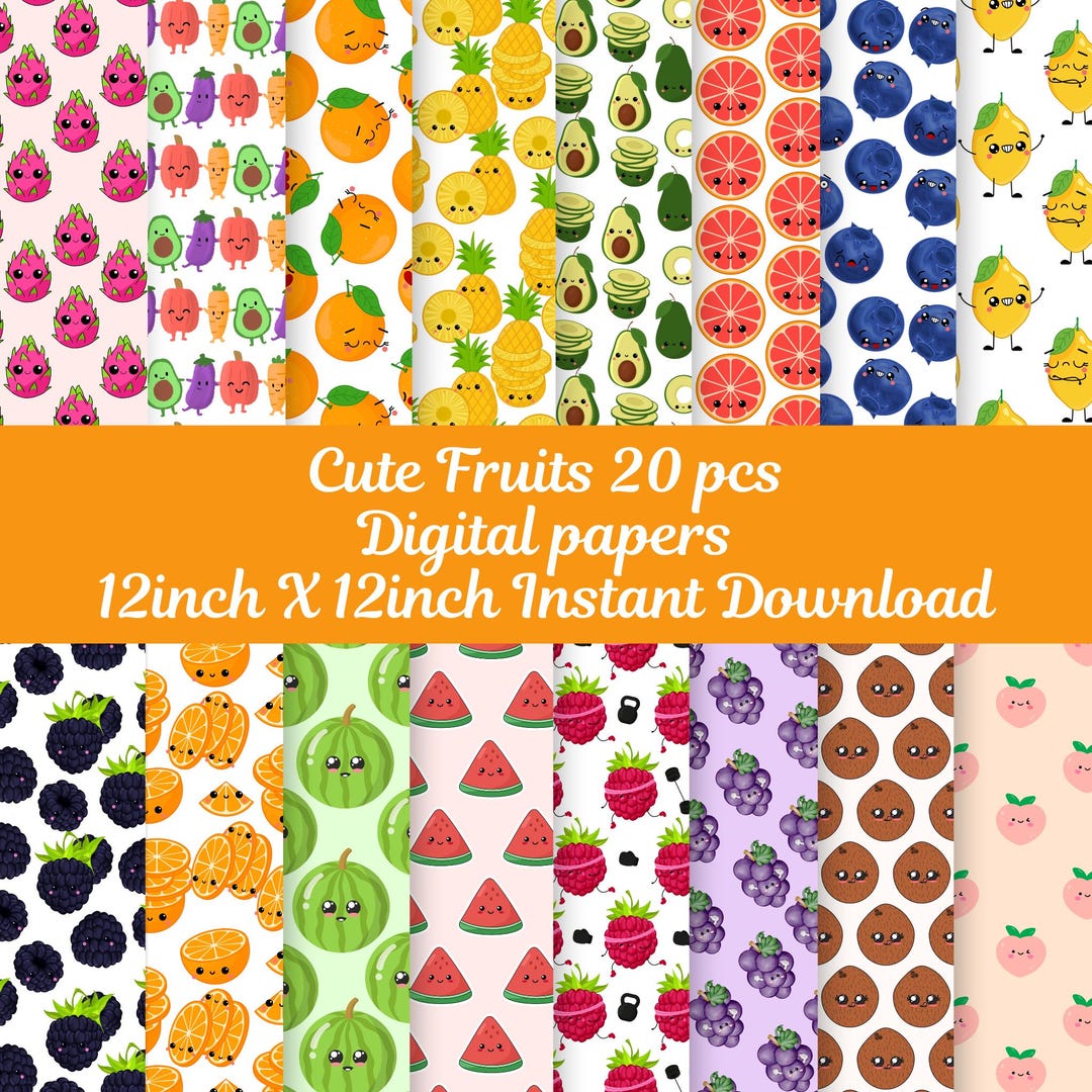 Fruits Seamless Digital Paper - Fruits Summer Background - Fruits ...