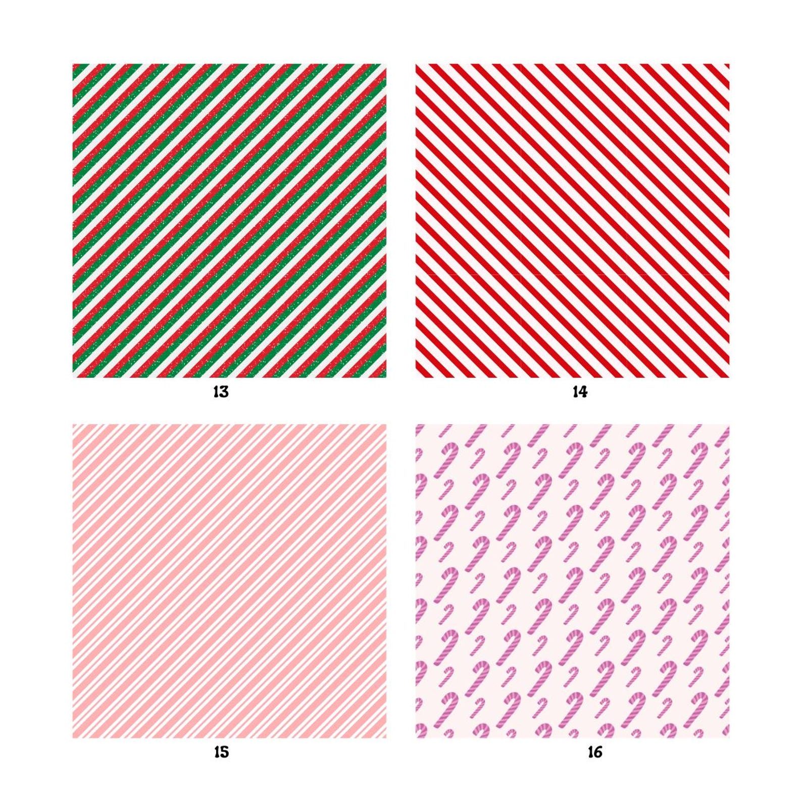 Christmas Candy Cane Digital Paper Set, Holiday Patterns (digital ...