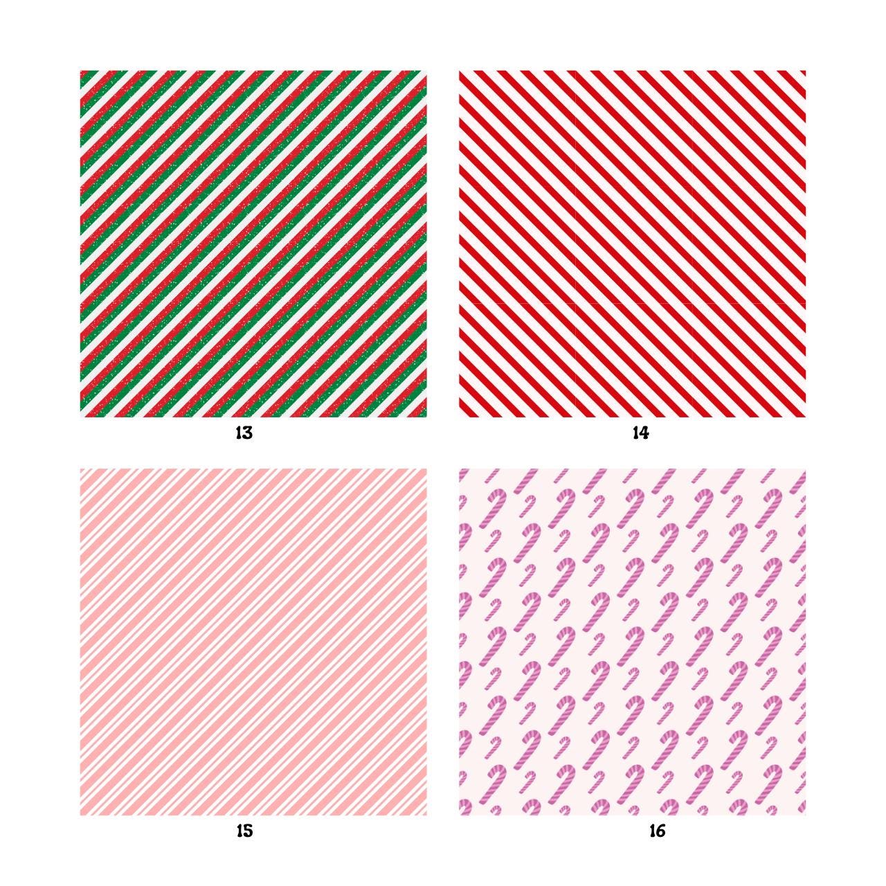 Christmas Candy Cane Digital Paper Set, Holiday Patterns (digital ...