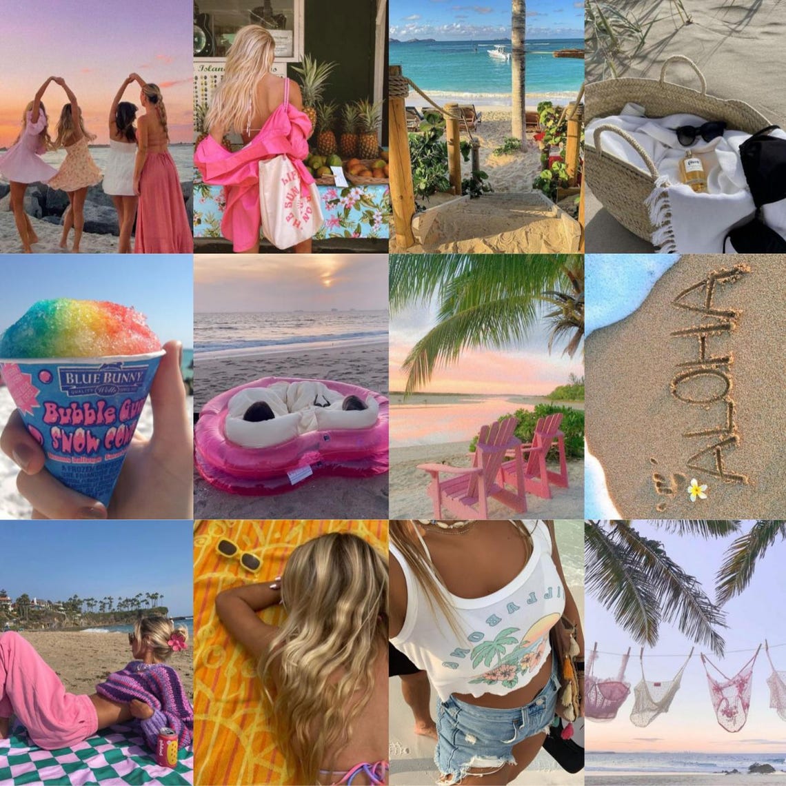 150 PCS Coconut Girl Aesthetic Wall Collage | Summer Beach Vibe Photo ...