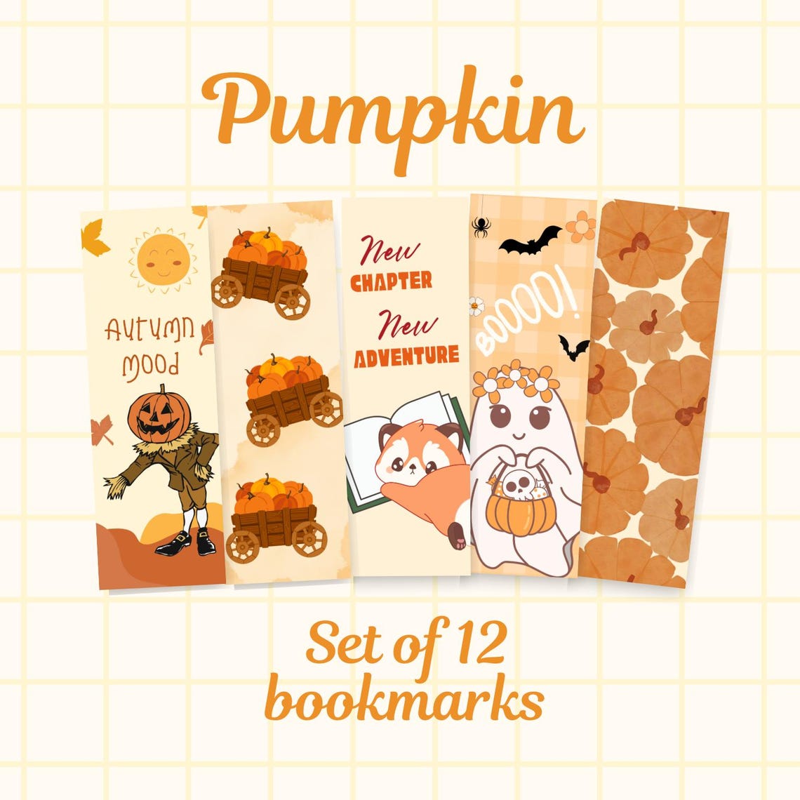 Pumpkin Bookmark Set | Autumn Leaves, Fall Theme (digital Download) - Etsy