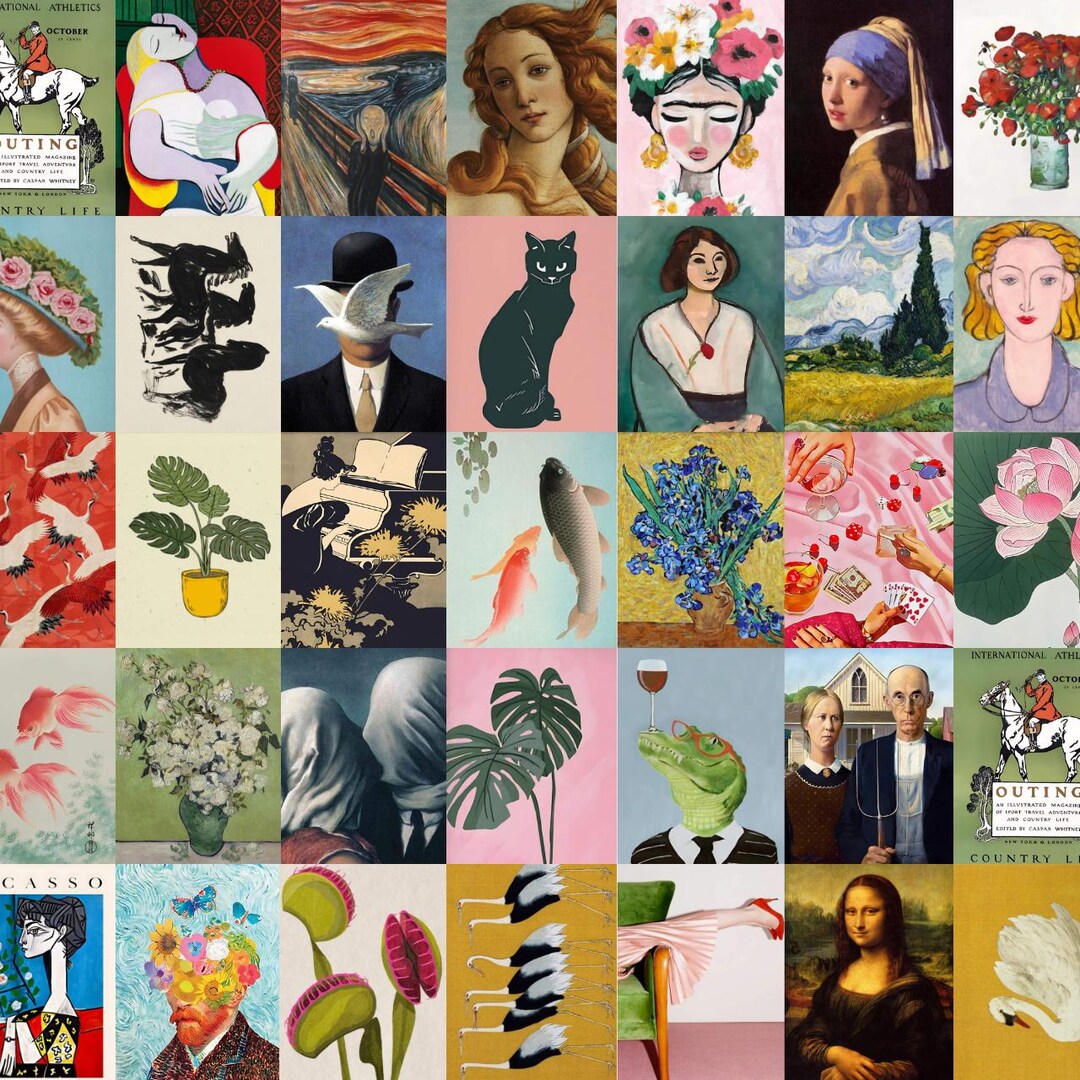 140 Eclectic Wall Collage Kit, Vibrant Wall Decor, Aesthetic Collage ...