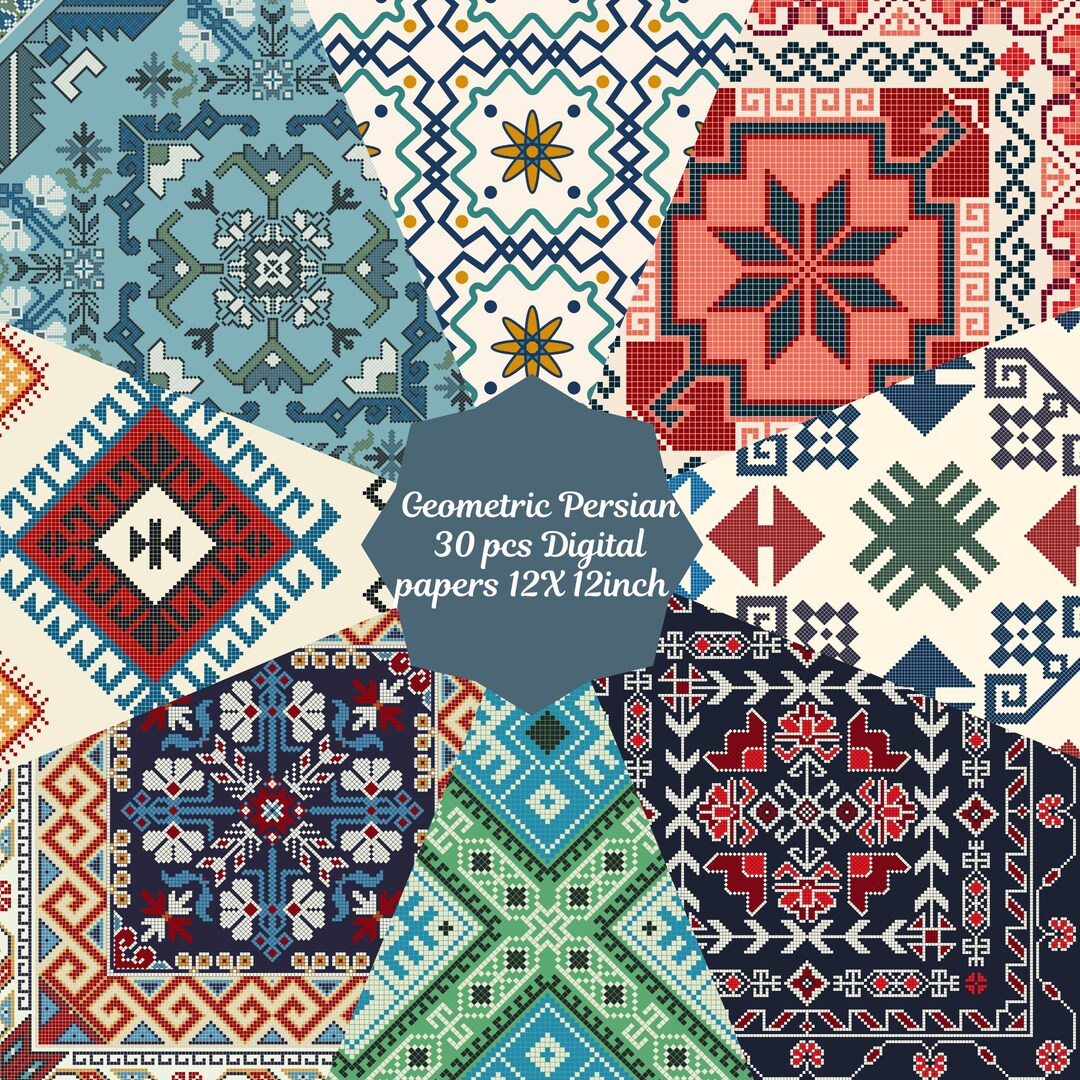 Geometric Persian Pattern Seamless Digital Papers - Tile Patterns ...