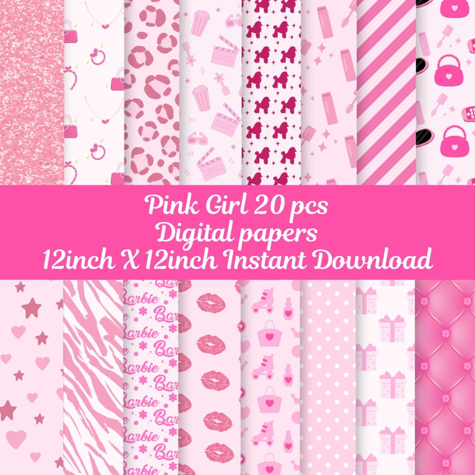 Baby Girl Watercolor Digital Paper, Barbie Girl Papers, Baby Girl ...