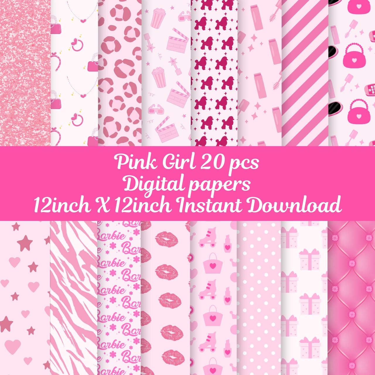 Baby Girl Watercolor Digital Paper, Barbie Girl Papers, Baby Girl Digital Papers, Pastel ...