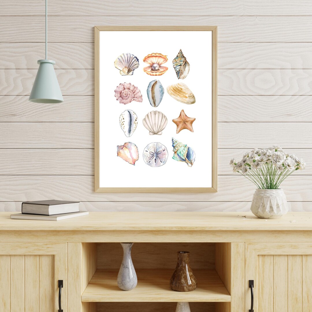 Seashell Print, Coquette Beach House, Coastal Print, Seashell Poster ...