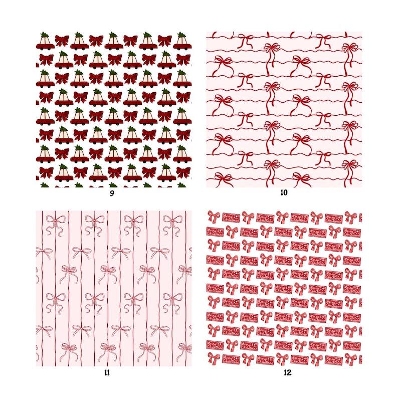 Red Coquette Bows Digital Papers, Red Digital Seamless Patterns, Red ...