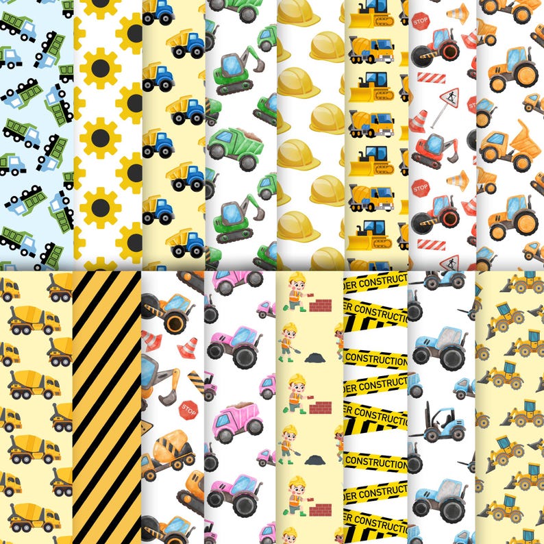 Construction Digital Paper, Construction Digital Papers Set, Dump Truck ...