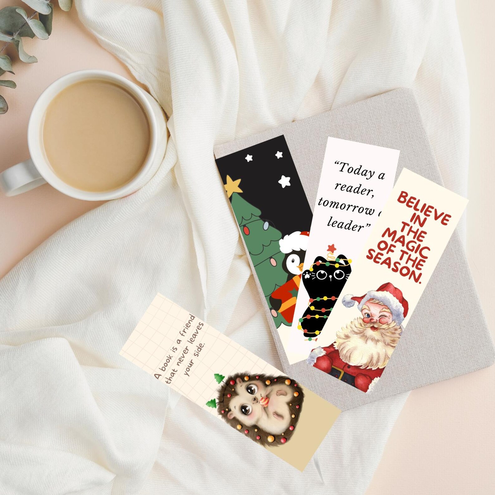 Christmas Collage Bookmark Candy Cane Santa | Christmas Holiday ...