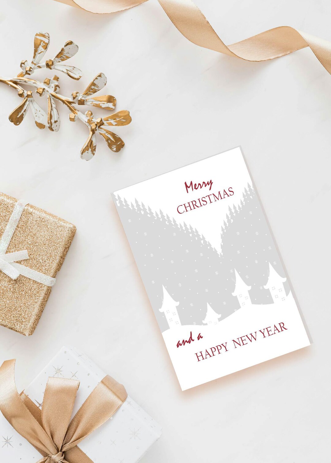 Printable Holiday Cards, Festive Digital Greeting Cards, Illustrated ...