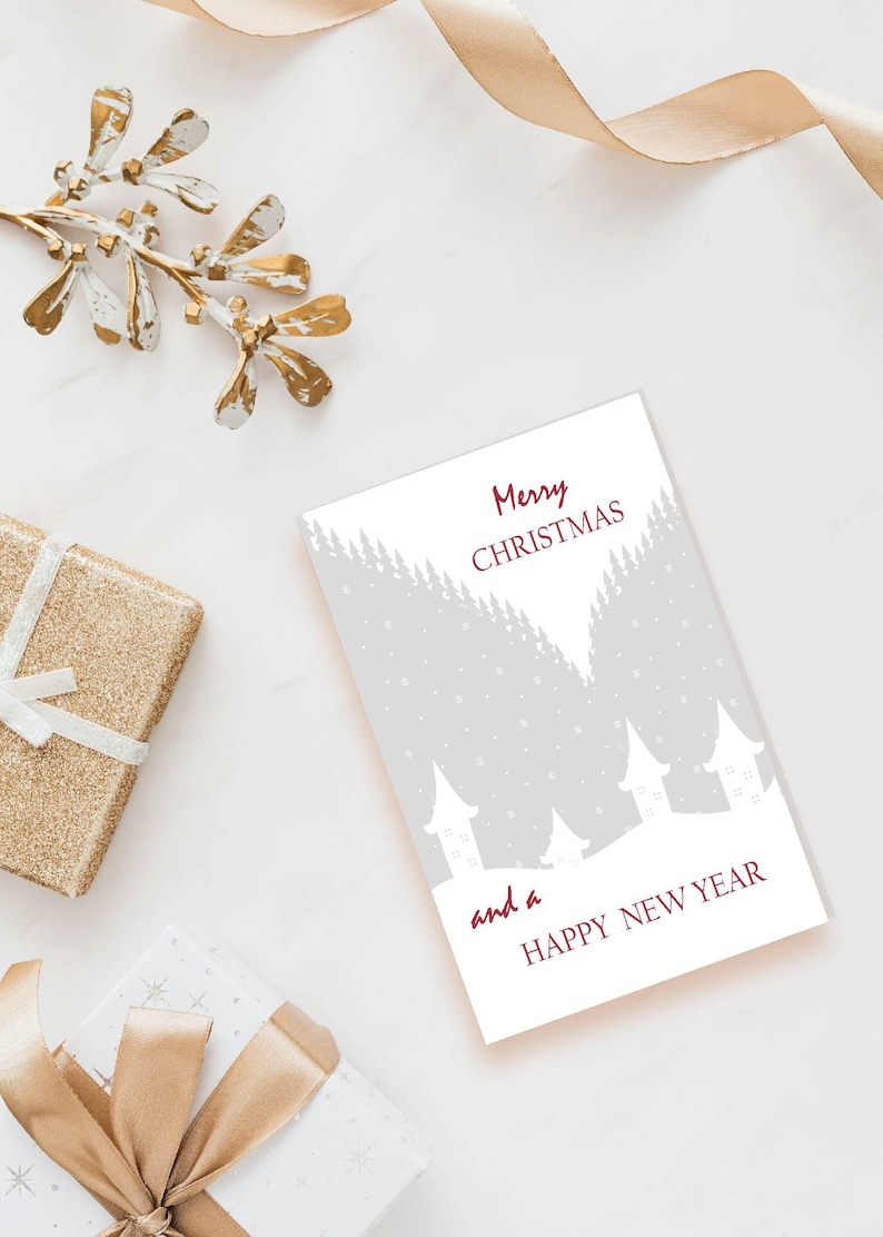Printable Holiday Cards, Festive Digital Greeting Cards, Illustrated ...