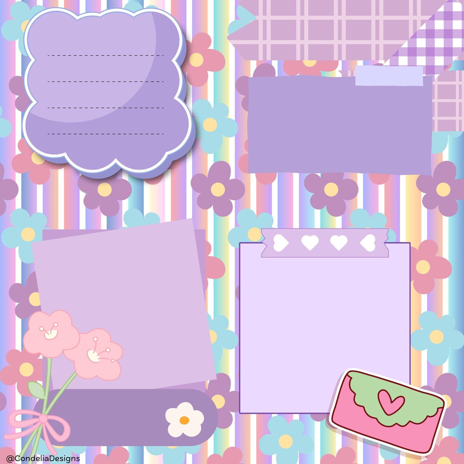 Floral Dreams Scrapbook Kit With Candy Stripes and Blooming ...