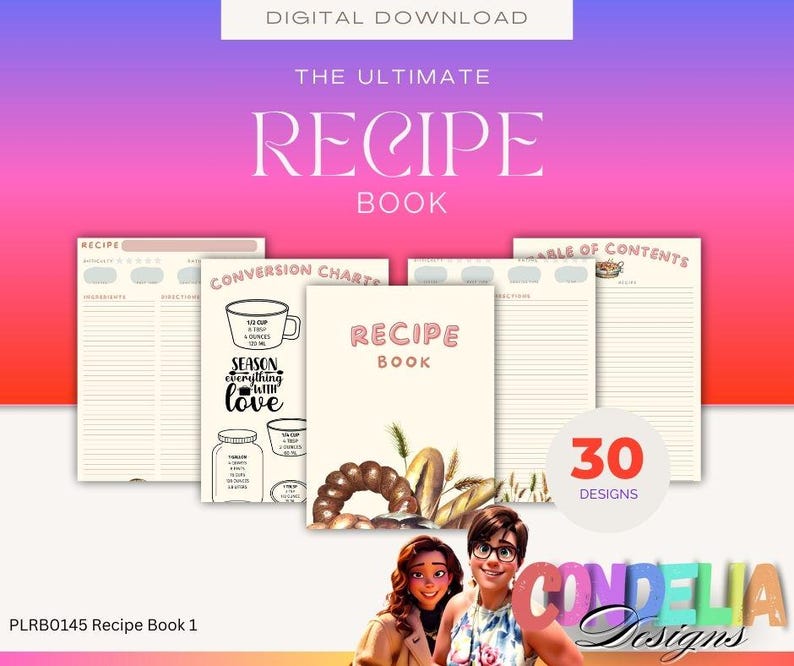 Printable Recipe Book With Natural Elements Digital Download With ...