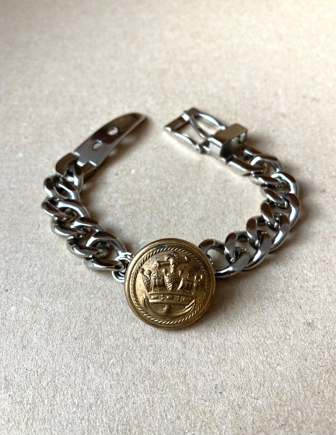 Upcycled Merchant Navy Crown and Anchor Vintage Button by Gaunt of ...
