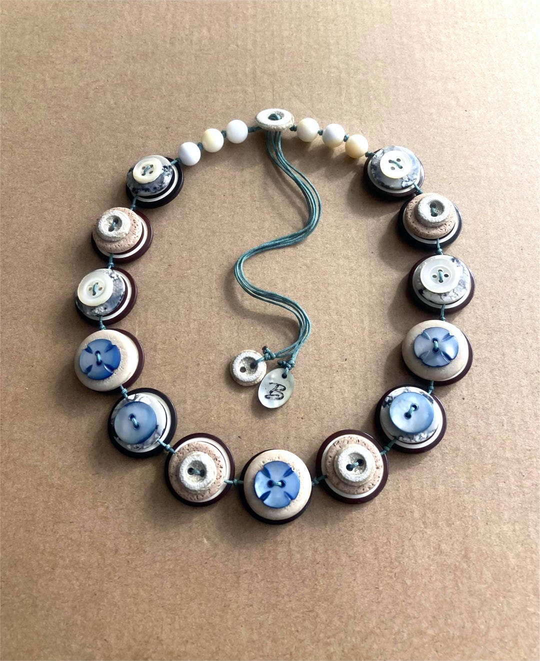Coastal Influences Vintage Buttons and Shell Beads Handmade Adjustable ...