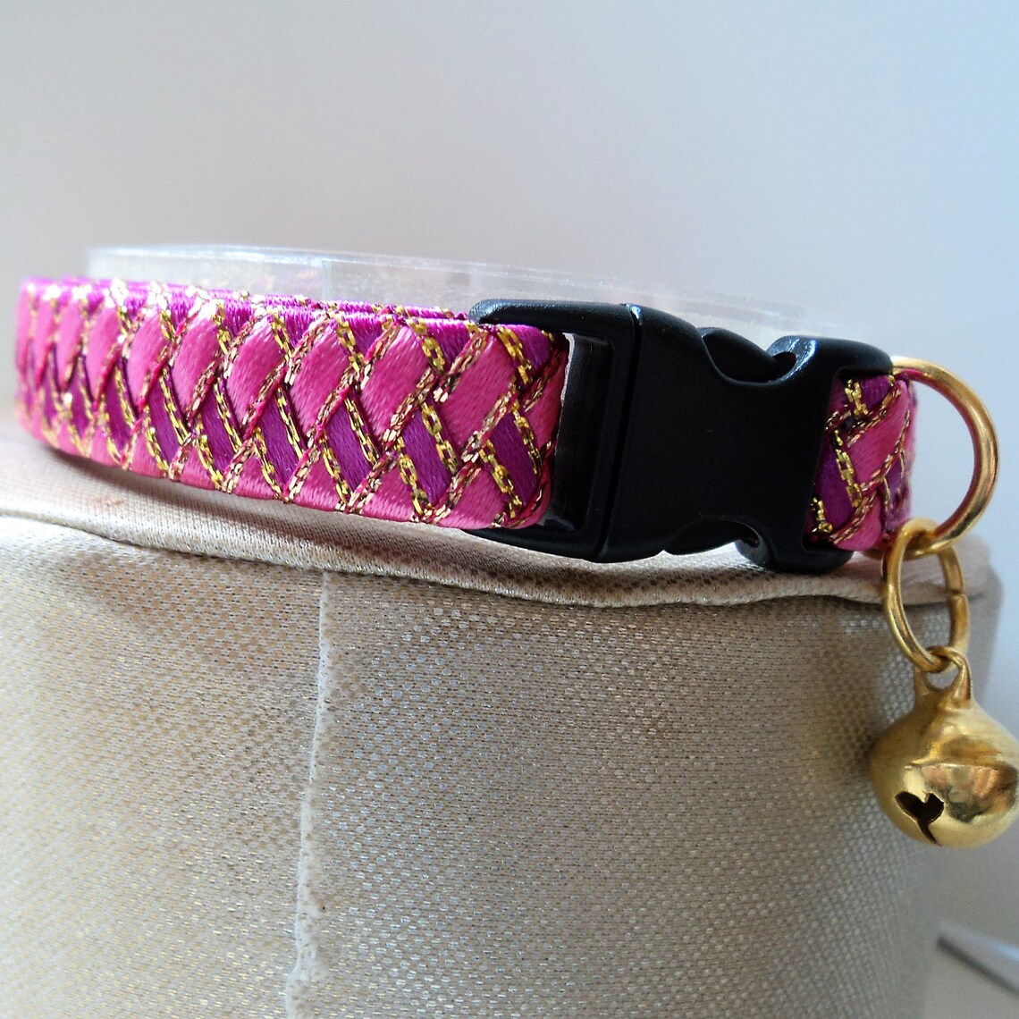 Girl Kitten Collar / Small Cat Collar in Two Tone Pink and | Etsy