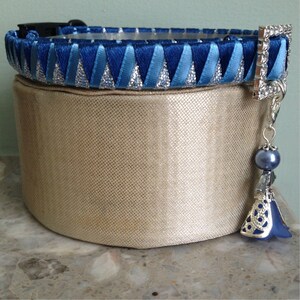 Large Blue Cat Collar With Rhinestone Buckle and Angel Bell Charm - Etsy