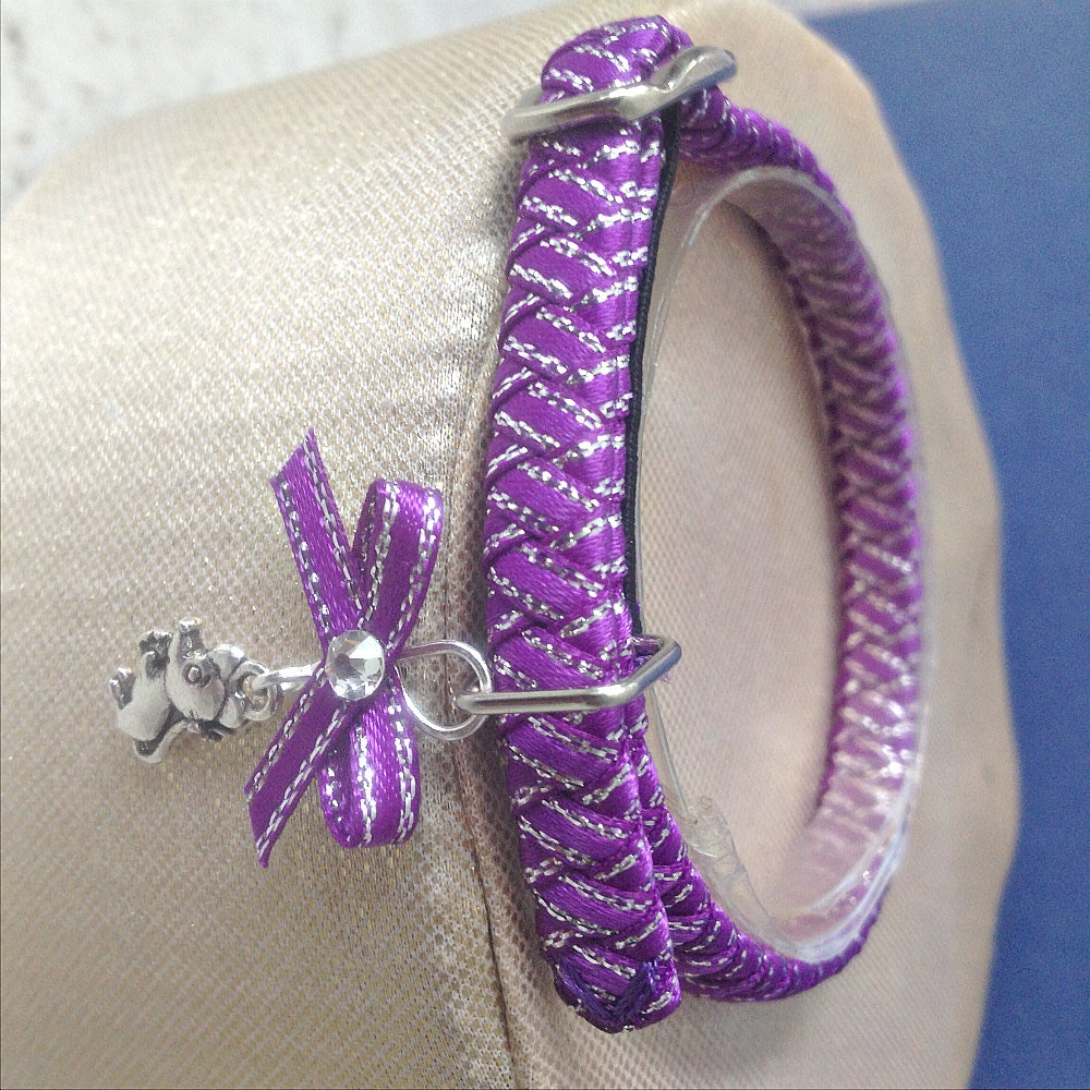 Purple Kitten Collar with Tiny Mouse Charm | Etsy