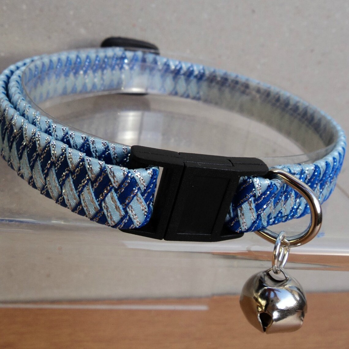 Wide Cat Collar for Large Cat in Blue Diamond Braided Ribbon - Etsy