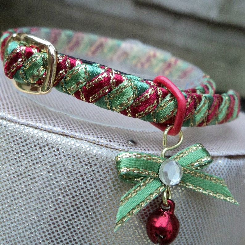 Kitten Collar Ruby Red and Emerald Green Candy Cane - Etsy
