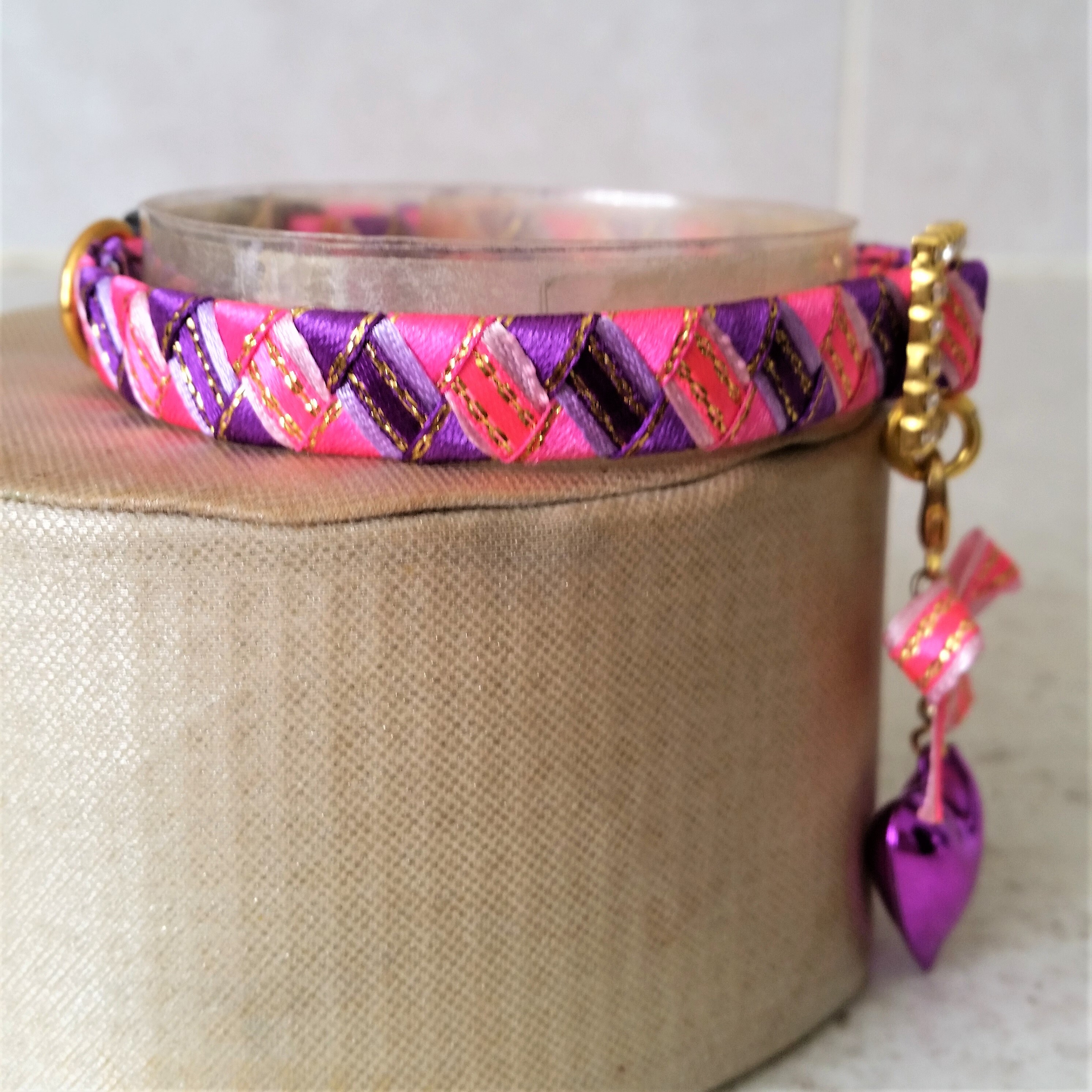 Cat Collar Breakaway Pink and Purple Collar With a Heart Bell - Etsy