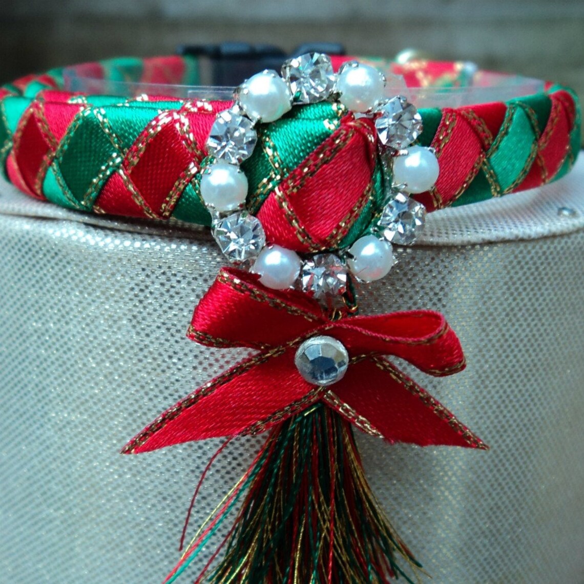 Cat Collar Christmas Designer Red and Green Candy Cane - Etsy