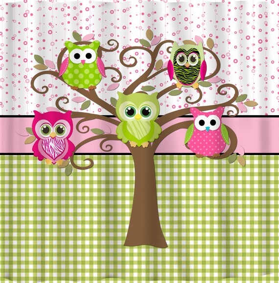 Personalized CUSTOM Girlie OWLS Shower Curtain Personalized | Etsy