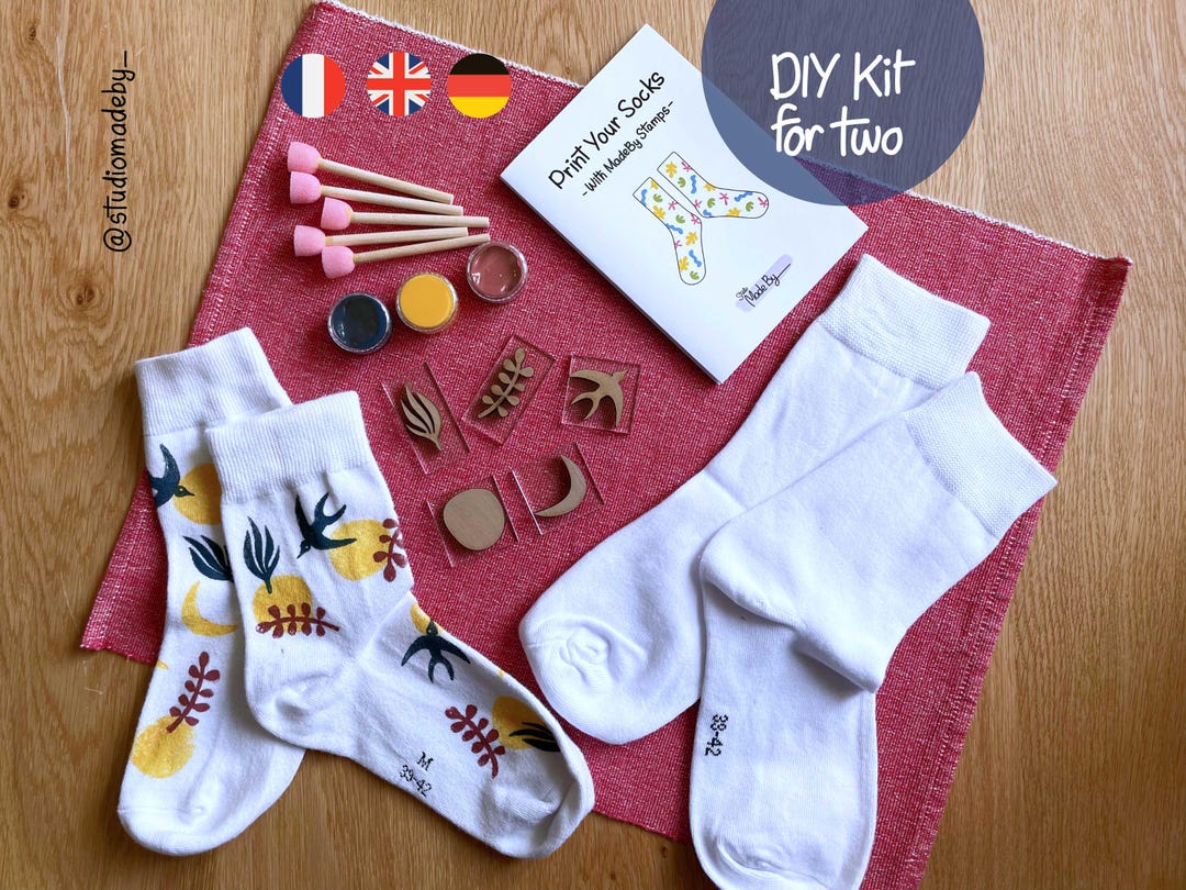 Sock Stamping Kit for Two - Beginner Friendly DIY for Printing Your Own ...