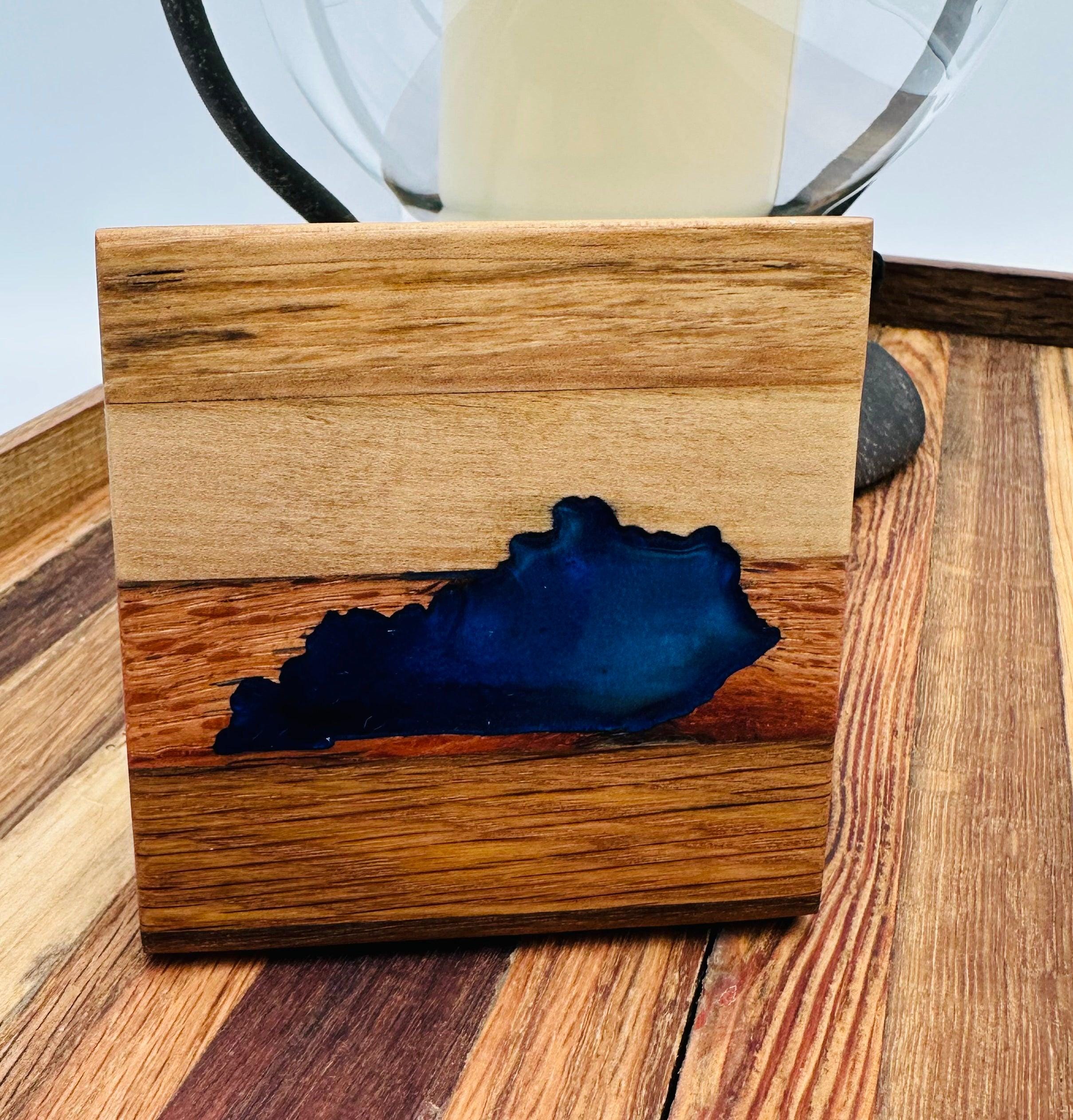 Handcrafted Tobacco Stick Face Grain Coasters With Inlaid Kentucky ...
