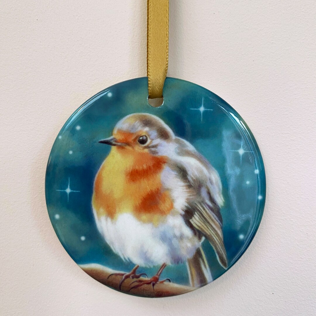 Robin Ceramic Tree Ornament - Robin Bird Hanging Decoration - Etsy