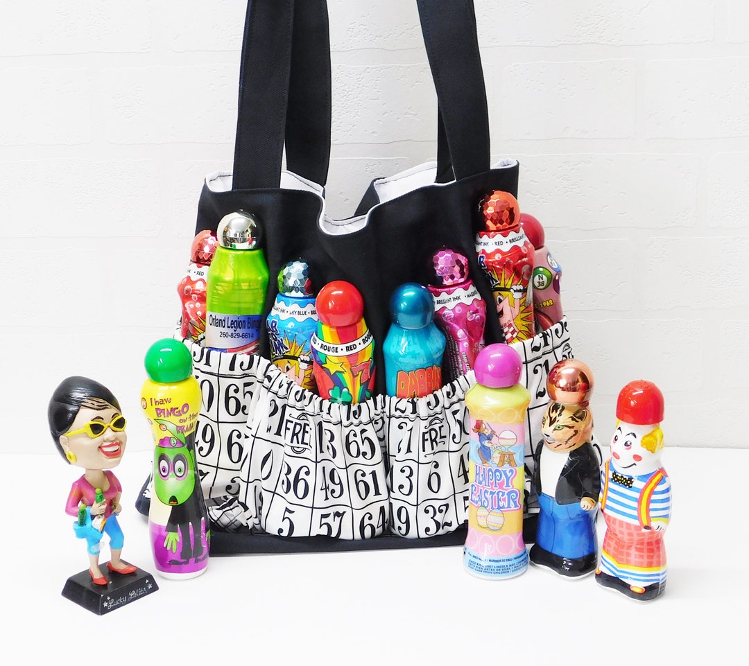 Bingo Card Bingo Bag, Black & White Bingo Tote Bag, 16 Bingo Dauber ...