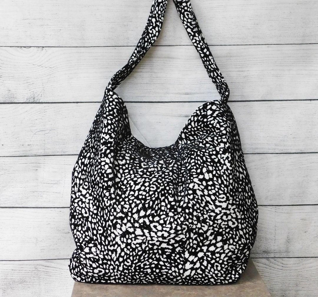 Cheetah Print Hobo, Black and White Cheetah Shoulder Bag, Large Sling ...