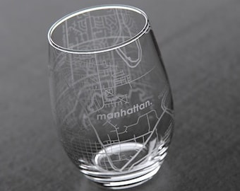 Princeton NJ Map Stemless Wine Glass Engraved Wine Glass - Etsy