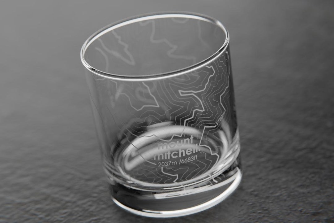 Mt Mitchell Topographic Map Glass - Etsy