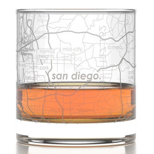 San Diego Map Coffee Mug Engraved Glass Mug 13oz Etched - Etsy