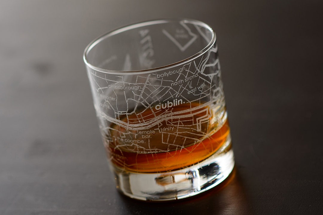 Dublin City Map Rocks Glass | Engraved Whiskey Glass (11oz) | Etched ...