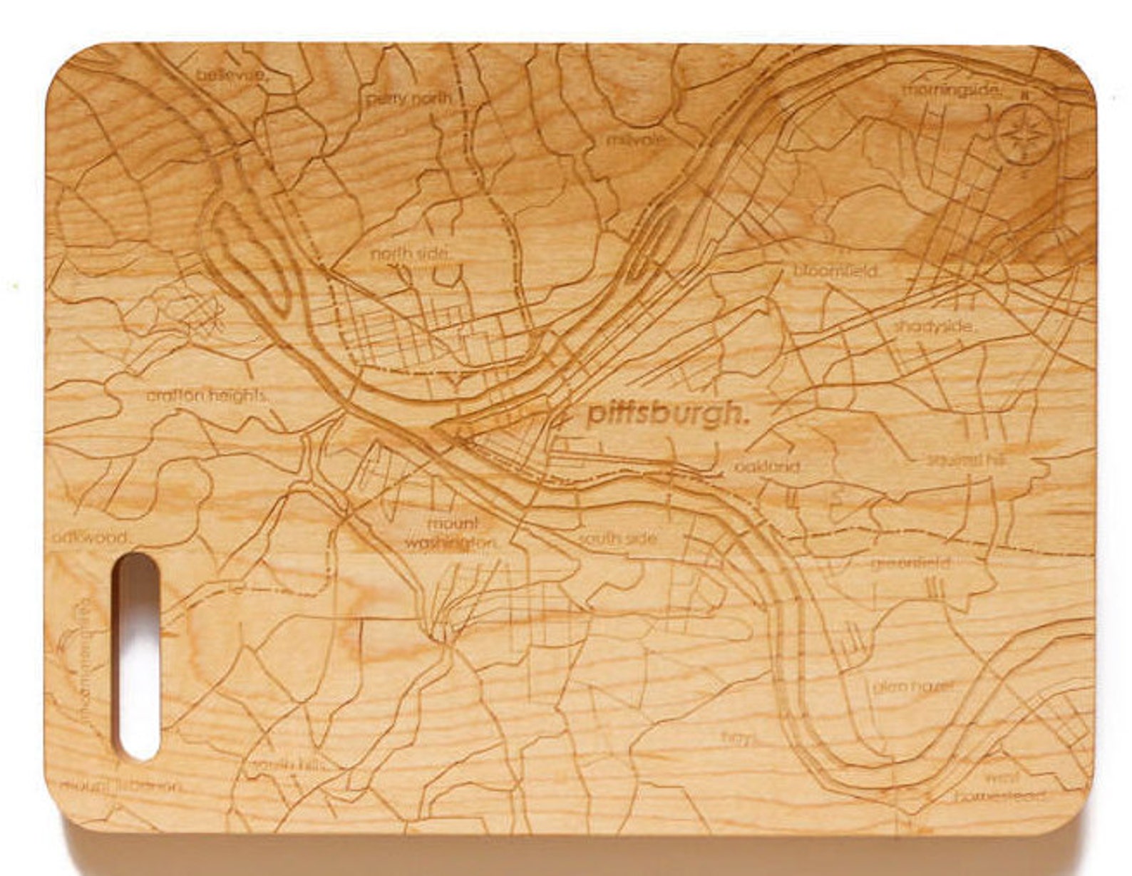 Pittsburgh Map Bar Board Maple Wood | Etsy
